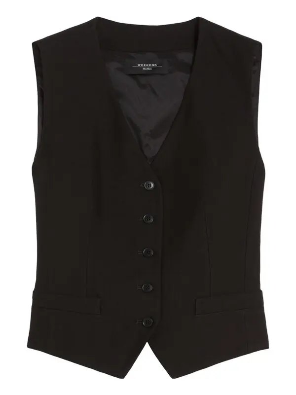 Max Mara Viscose And Linen Canvas Waistcoat - Black
