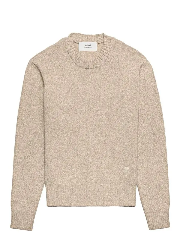Ami Logo Embroidered Crewneck Jumper - Nude