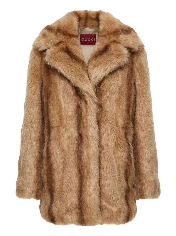 Gucci Degradé Soft Shearling Peacoat - Brown