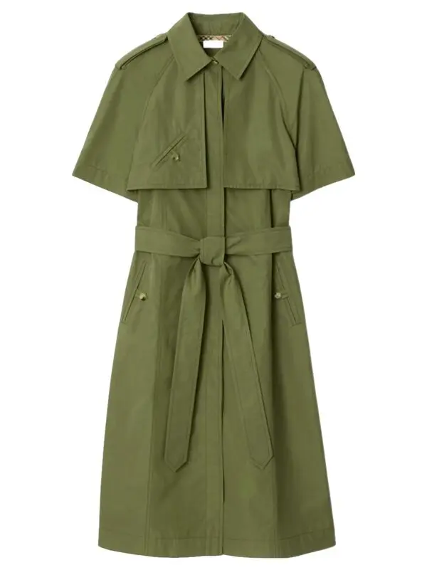 Burberry Short Sleeve Belted Midi Dress - Pasture Green