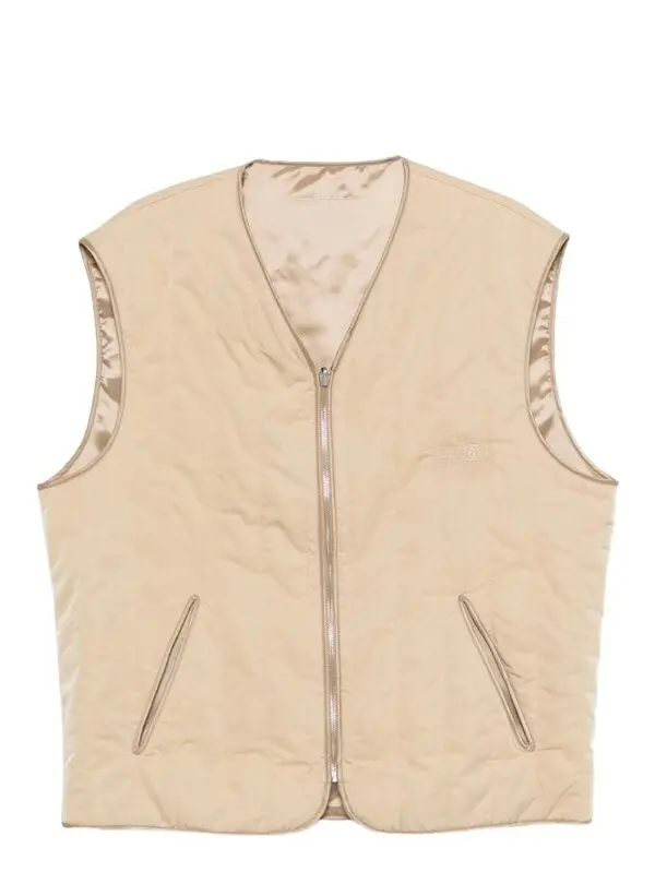 MAISON MARGIELA Quilted Zip Vest - Beige