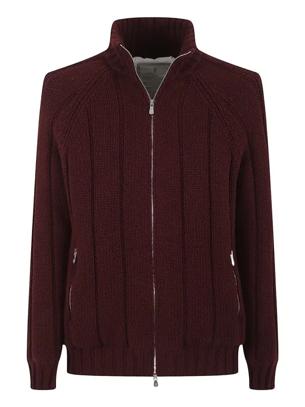 Brunello Cucinelli Zip-up Ribbed Knit Jacket - Brown
