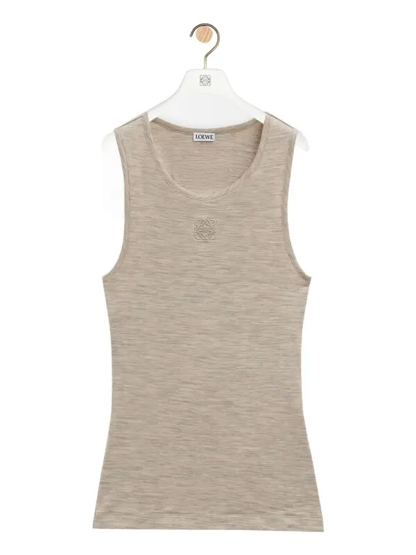 Loewe Anagram Tank Top In Stretch Wool - Soft White