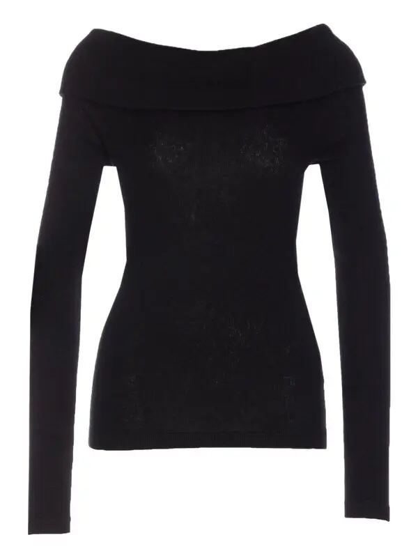 LISA YANG Claudina Off-the-shoulder Long-sleeve T-shirt - Black
