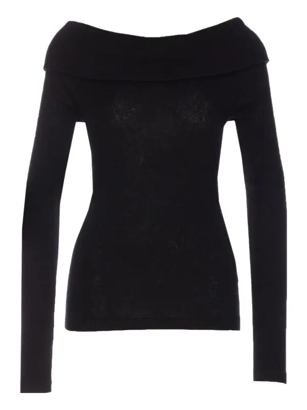 LISA YANG Claudina Off-the-shoulder Long-sleeve T-shirt - Black
