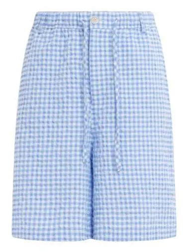 Marni Checked Drawstring Shorts - Light Blue White