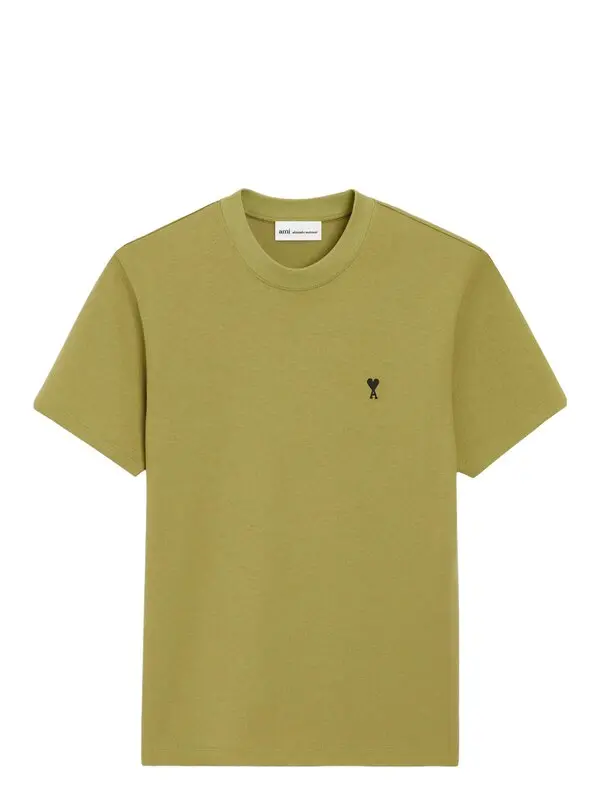 Ami Logo Embroidered Crewneck T-shirt - Green