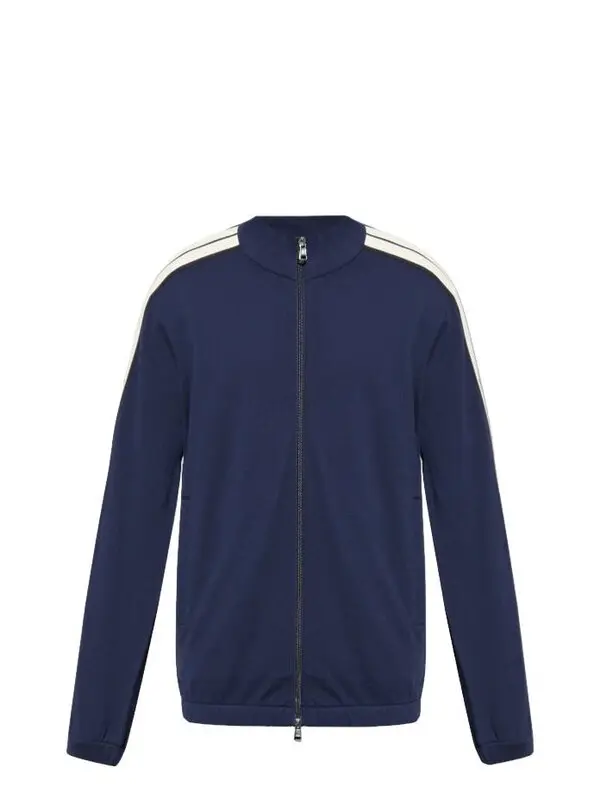 Moncler Logo Patch Zipped Sweatshirt - Navy Blue