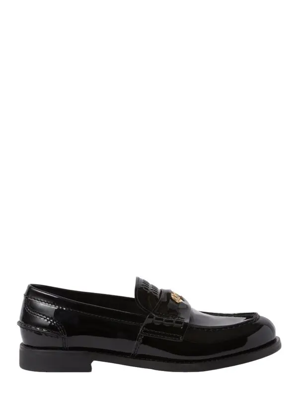 Miu Miu Round Toe Patent Loafers - Black