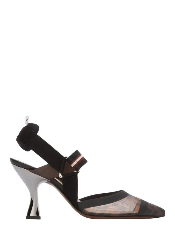 Fendi Multicolor Tech Mesh High-heeled Slingbacks - Brown