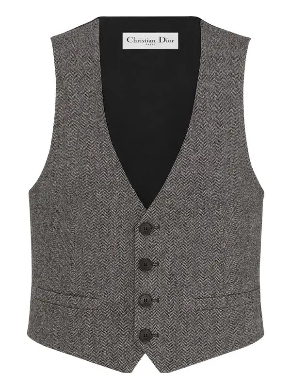 Dior Button Wool Vest - Gray/black