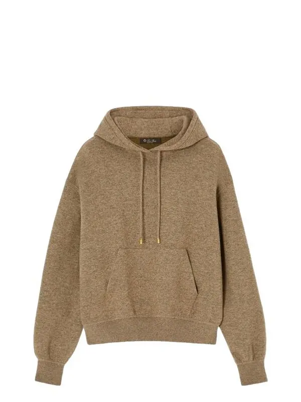 Loro Piana Drawstring Knitted Hooded Jumper - Khaki