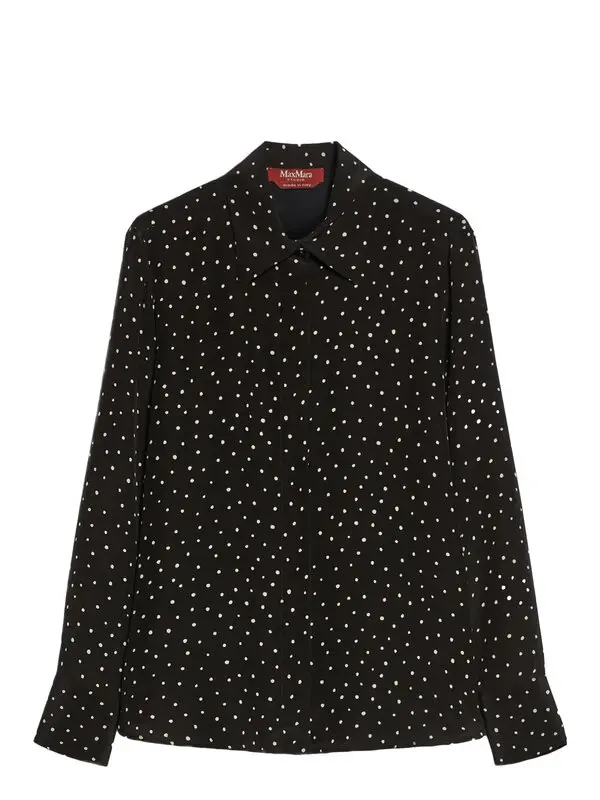 Max Mara Printed Silk Shirt With Gemstone Buttons - Black