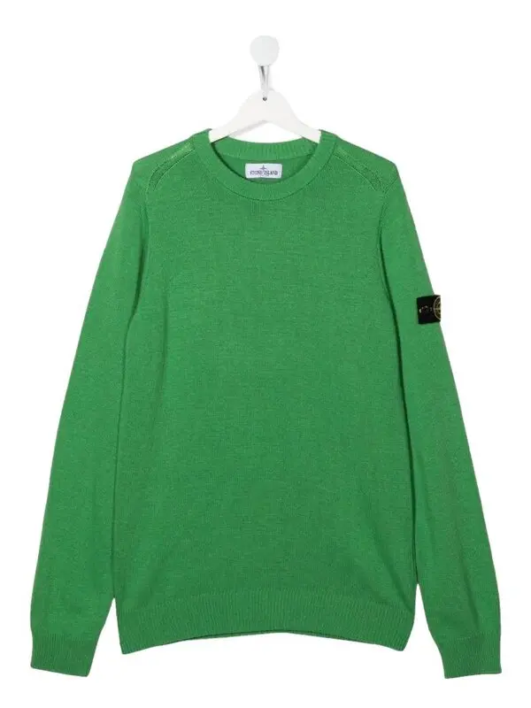 Stone Island Round Neck Long Sleeve Sweater - Green