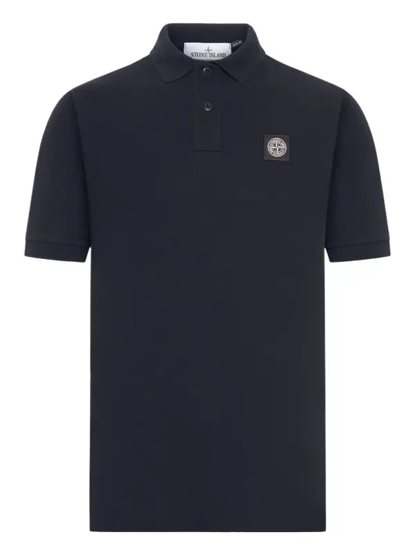 Stone Island Logo Patch Cotton Polo Shirt - Navy