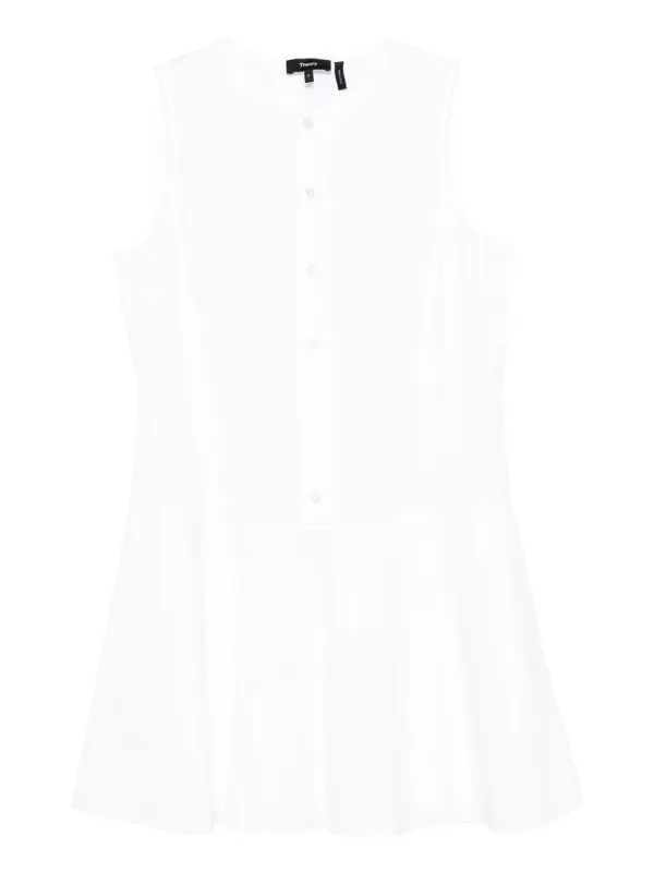 Theory Sleeveless Mini Dress With Button Closure - White