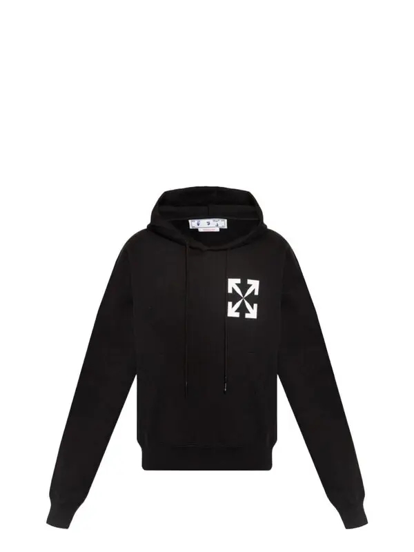 Off-White Arrows Logo Print Cotton Hoodie - Black