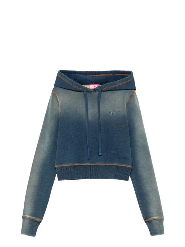 DIESEL® Logo Embroidered Drawstring Hoodie - Blue