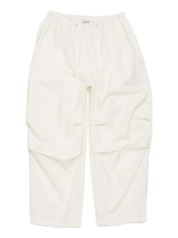Acne Studios Wide-leg Drawstring Trousers With Frill Detail - White