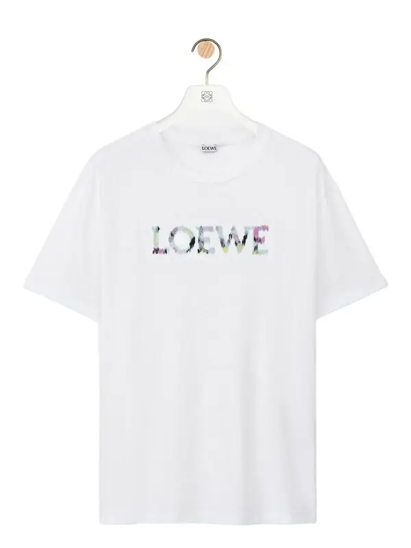Loewe Logo Embroidered Relaxed Fit T-shirt - White