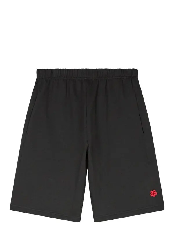 Kenzo Boke Flower Embroidered Wide-leg Shorts - Black