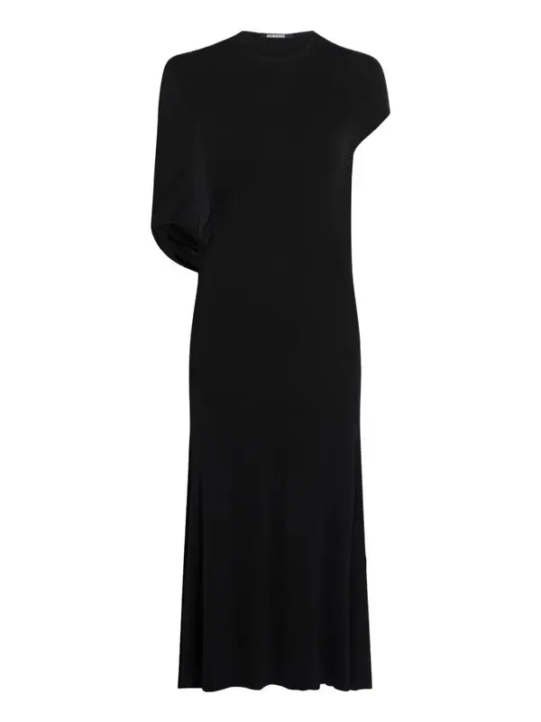 Jacquemus Asymmetrical Drape Dress - Black
