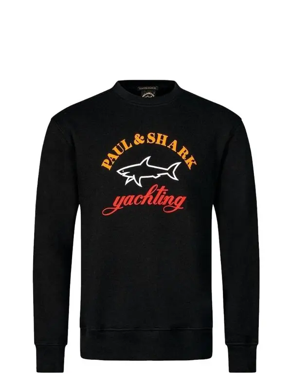 Paul & Shark Logo-print Cotton Sweatshirt - Black