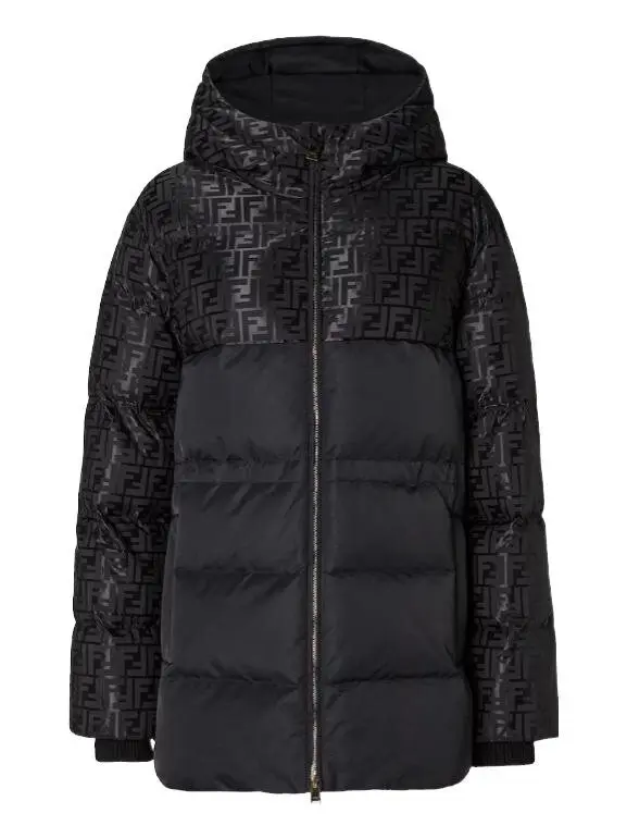Fendi Ff Jacquard Down Jacket - Black