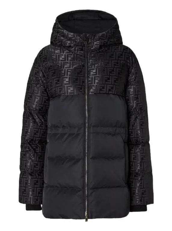 Fendi Ff Jacquard Down Jacket - Black