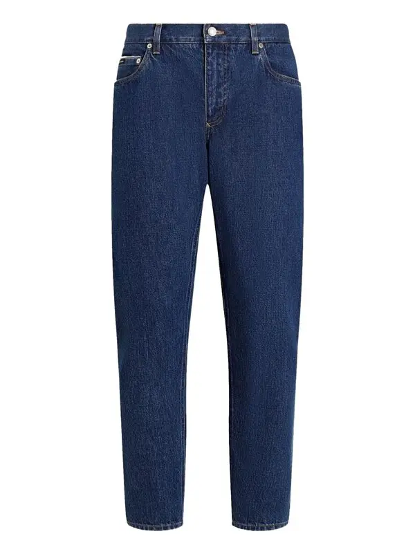 Dolce & Gabbana Logo Plaque Straight Leg Jeans - Blue