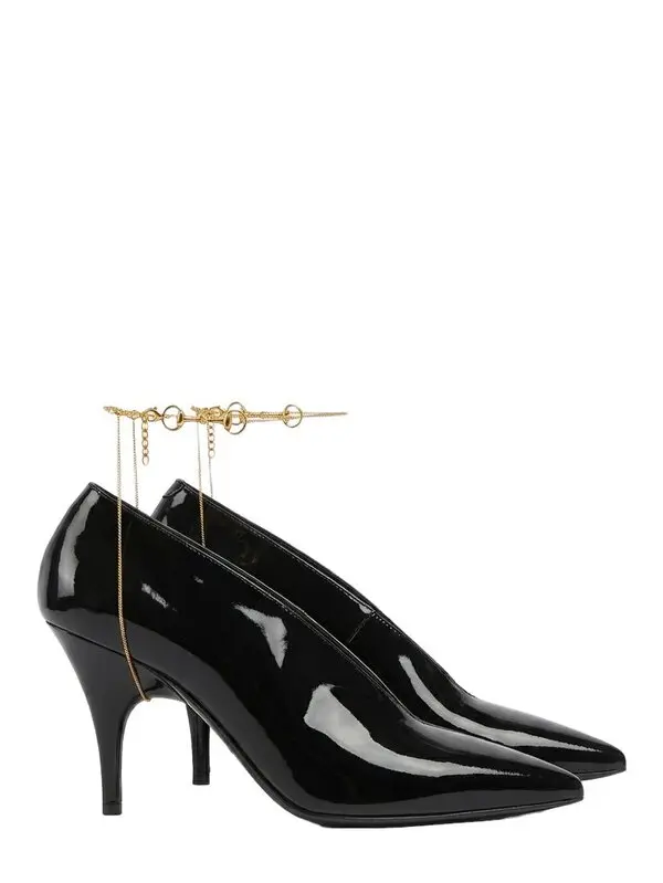 Gucci Pointed Toe Chain Detail High Heel Pumps - Black