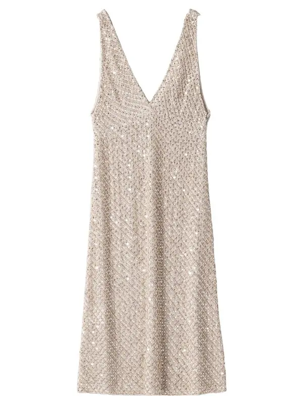 Miu Miu Embroidered Chiffon Dress - Silver