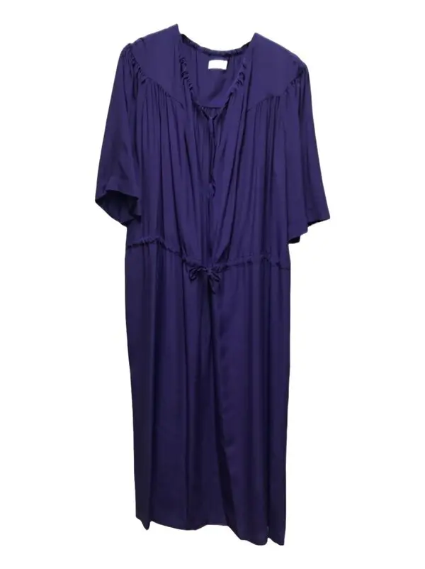 Dries Van Noten Short Sleeve Pleated Drawstring Dress - Purple