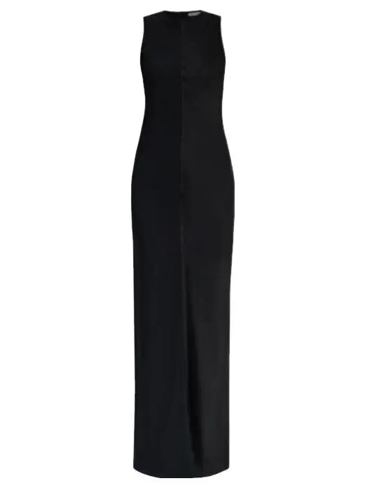 Ami Long Straight Dress - Black