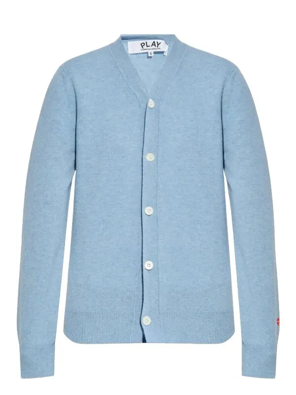 Play Comme Des Garcon Long Sleeve Cardigan - Light Blue