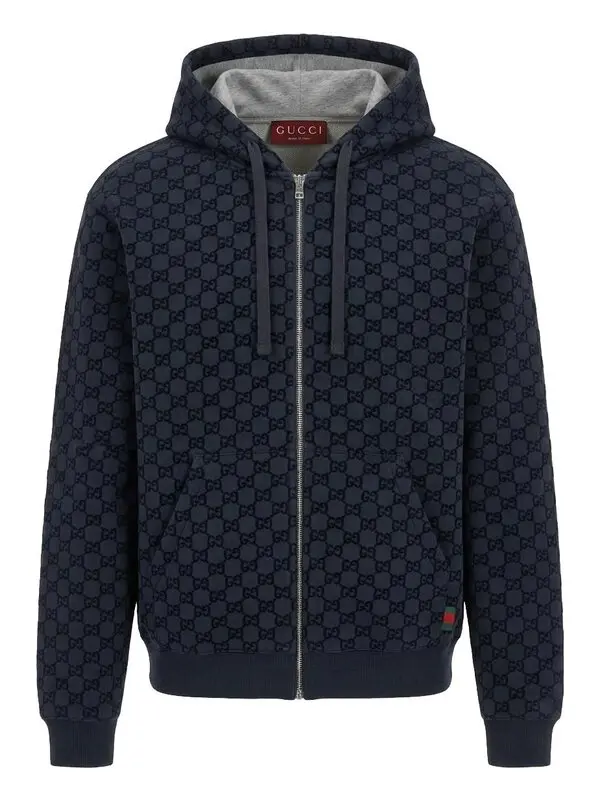 Gucci Double G Printed Viscose Zip Jacket - Black