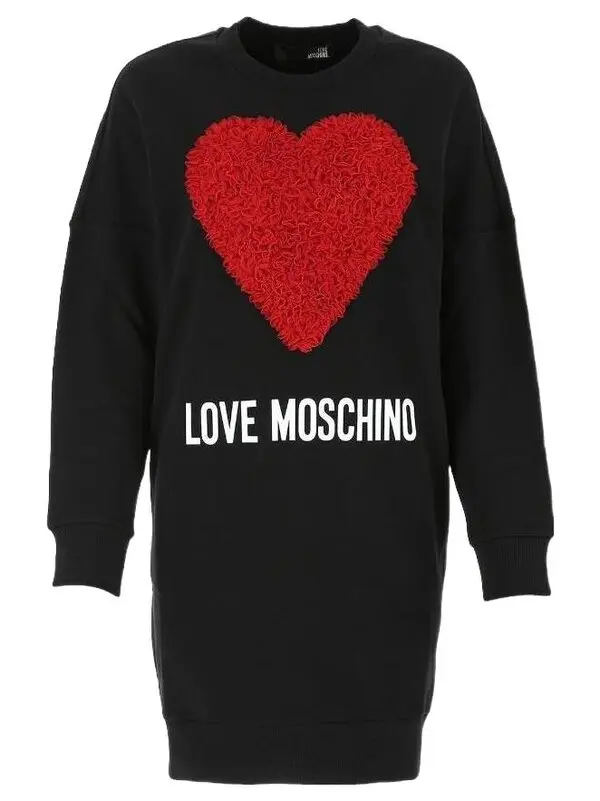 Moschino Tulle Heart Sweatshirt Dress - Black