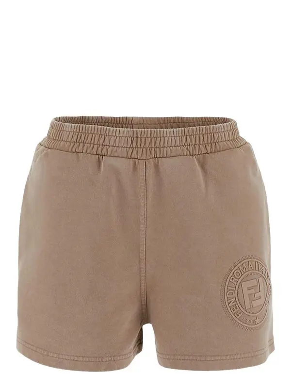 Fendi Logo Detailed Sweat Shorts - Brown