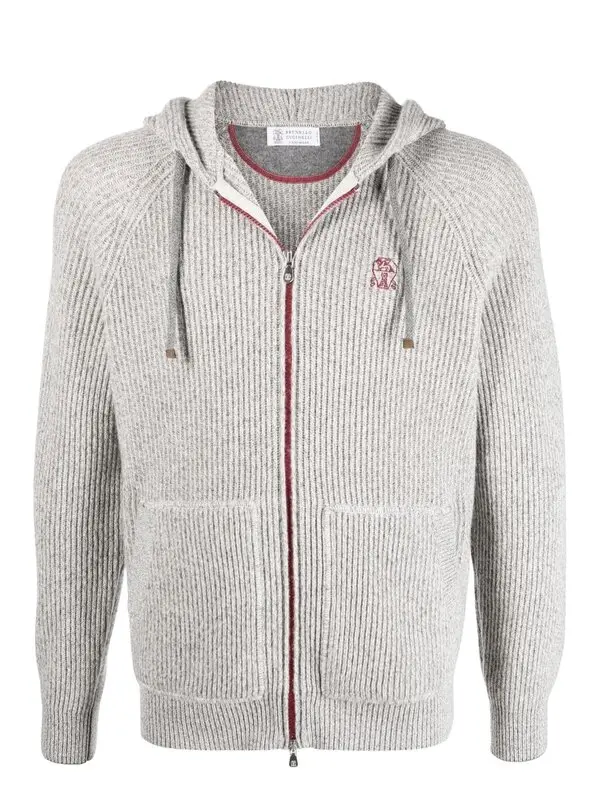 Brunello Cucinelli Zip-up Hooded Cardigan - White