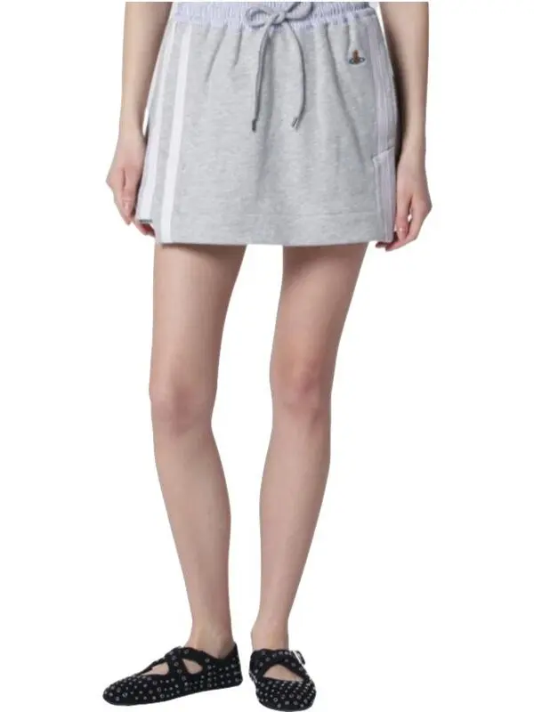 VIVIENNE WESTWOOD Stripe-trim Drawstring Mini Skirt - Grey