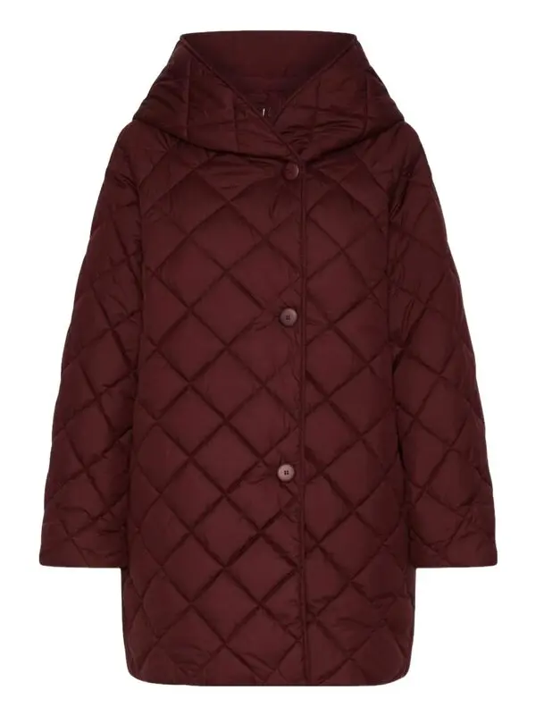Marella Quilted Padded Hooded Coat - Bordeaux Red
