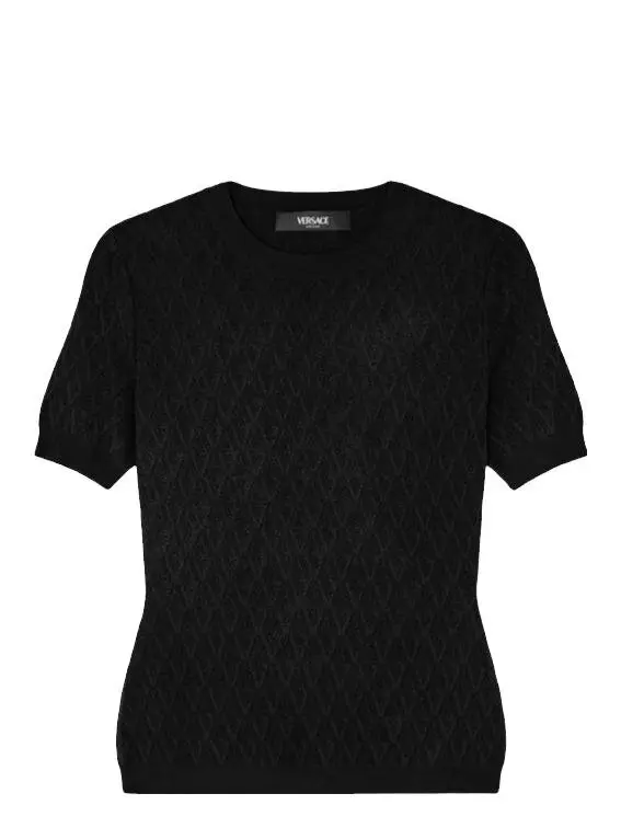 Versace Textured Short-sleeve Top - Black