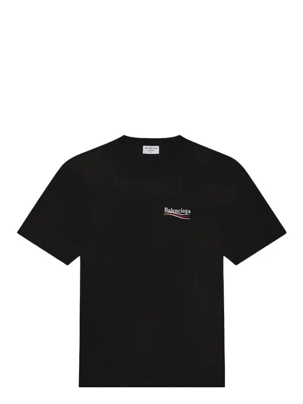 Balenciaga Political Campaign Logo Embroidered Crewneck T-shirt - No