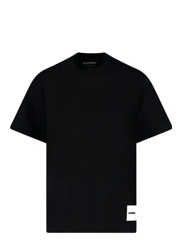JIL SANDER Pack Of Three Crewneck Cotton T-shirts With Logo Patch - Black