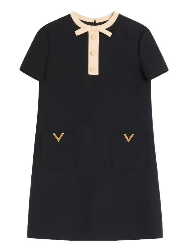 Valentino Garavani Crepe Couture Short Sleeve Dress - Black