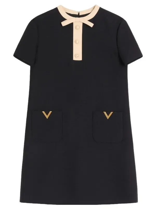 Valentino Garavani Crepe Couture Short Sleeve Dress - No