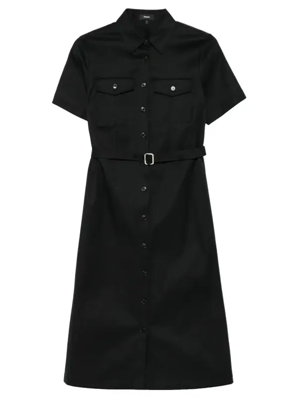 Theory Twill-weave Midi Dress - Black