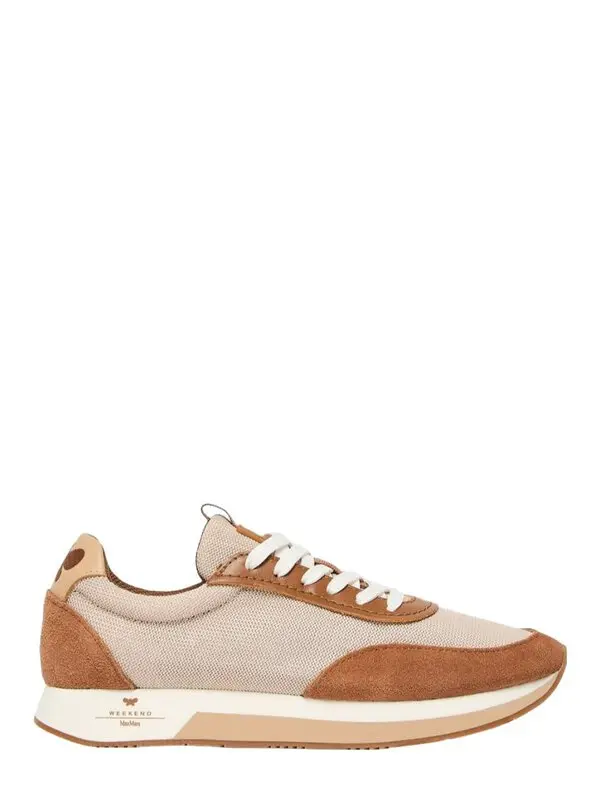 Max Mara Technical Fabric Low-top Sneakers With Embroidered Butterfly Logo - Camel