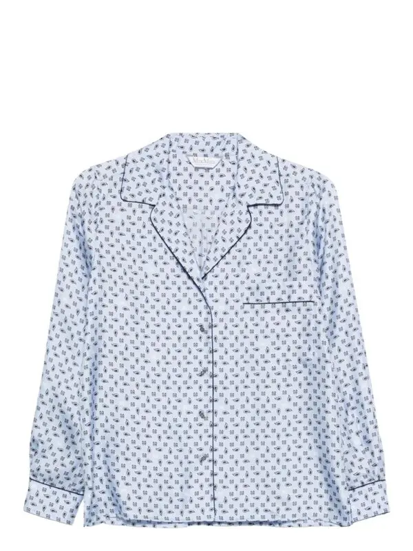 Max Mara Printed Silk Long Sleeve Shirt - Blue