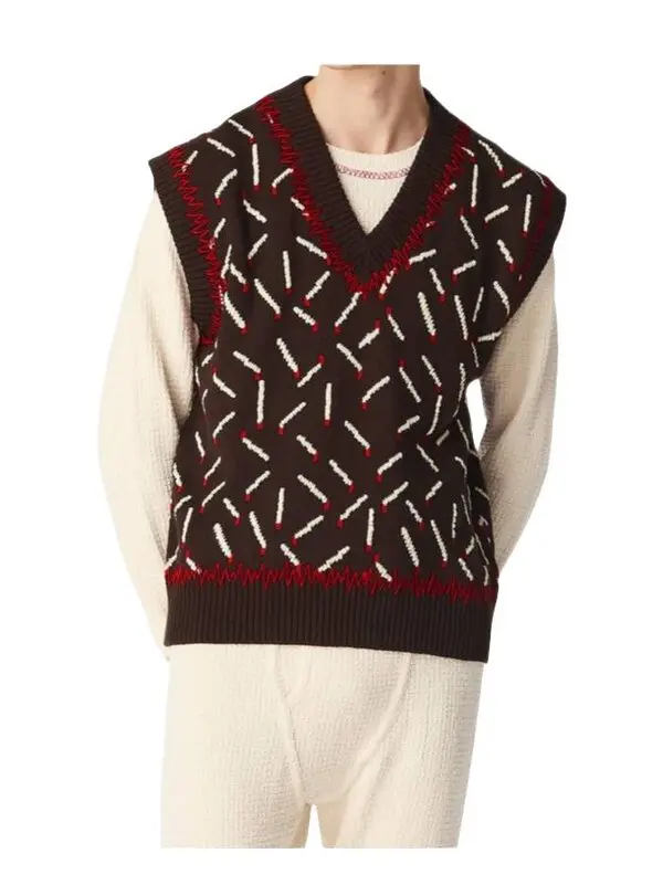Bottega Veneta Jacquard Matches Gilet - Ebony/chalk/tomato